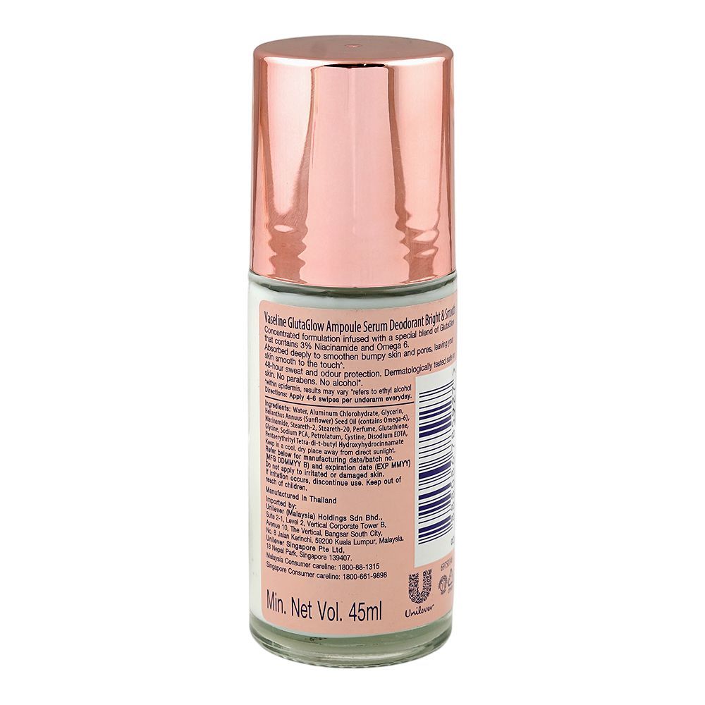 Vaseline Gluta Glow Bright & Smooth Serum Deodorant Roll On 45ml ...